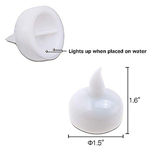 IMAGE Floating Candles, Flameless Floating LED Tea Lights 12 Pack Waterproof Tealight Candles for Wedding Party Spa Home Indoor Outdoor Decor-Warm White
