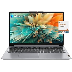 Lenovo IdeaPad, 8GB RAM, 256GB SSD, AMD Dual-core Processor, 15.6 Inch HD Anti-Glare Display, Long Battery Life Up to 9.5Hr, HDMI, SD Card Reader, Windows 11, 1 Year Microsoft 365