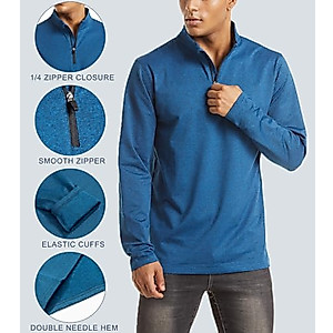 KEFITEVD Men's 1/4 Zip Golf Shirts Long Sleeve Workout Shirts Fleece Shirts Gym Shirts Athletic Shirts Lightweight Sports Shirts Army Green