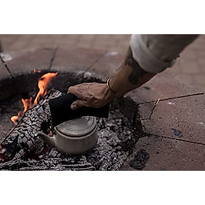 Barebones Leather Pot Holder - Hot Pad Outdoor Kitchen Accessories, Cast Iron Pan Handle Cover, (Black)