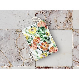 Premium Exfoliating Pad, Scrub, Body Scrubber, Dual-Sided with African Net/Cotton Flannel and Terry Cloth – Bath Shower Sponge-Gets You Clean, Not Just applying Soap – 24 Random Designs (2-Pack)