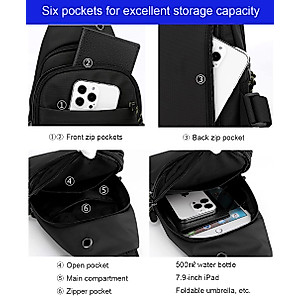 Sling Bag for Men Women Small Shoulder Chest Bag Nylon Waterproof Lightweight MINI Crossbody Daypack for Hiking Camping Outdoor Sports