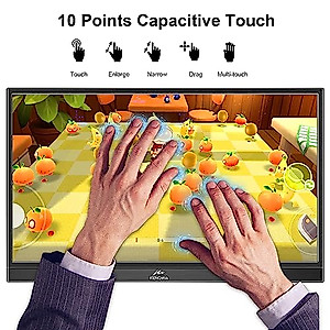 Kenowa 15.6 Inch Touchscreen Portable Monitor FHD IPS 1080P Laptop Monitor USB C HDMI Port HDR External Monitor Built-in Speakers and Stands Travel Monitor for Laptop/PC/Mac/XboxPS4/5/Switch/Phone