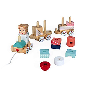 Janod Sophie La Girafe Wooden 2-in-1 Pull-Along Train - 17 Pieces - 18 Months + - J09506