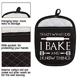 TV Show Inspired Funny Oven Pad Pot Holder with Pocket That’s What I Do I Bake and I Know Things Baking Gift (Know Things Bake)