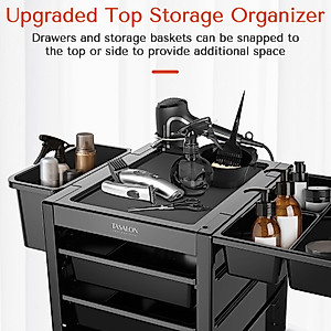 TASALON Professional Salon Trolley Cart, Hair Salon Equipment for Salon Station, Space Saving Salon Hair Cart 4 Drawers & 2 Storage Baskets, Salon Stations for Hair Stylist, Multipurpose Tool Cart