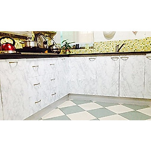 MULLSAN White Grey Marble Gloss Vinyl Film Paper 24''x118'' Roll