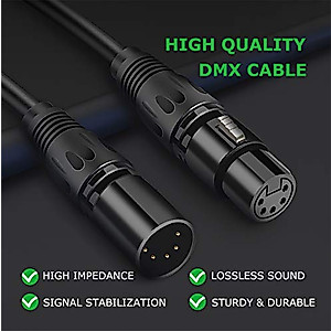 HOSONGIN 5 PIN XLR DMX Cable Adapter 5 Feet, DMX512 5PIN DMX Female to Male 5-PIN DMX Cable