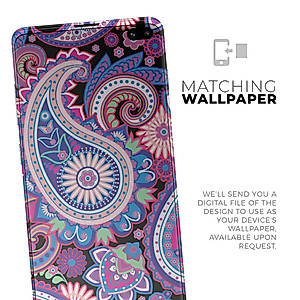 DesignSkinz Vibrant Purple Paisley V5 Protective Vinyl Decal Wrap Skin Cover Compatible with The Samsung Galaxy S20 (Screen Trim & Back Glass Skin)
