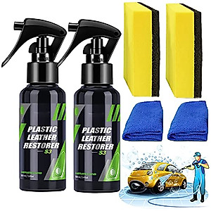 Shinex Leather & Plastic Restorer, Shinex Plastic Leather Restorer Spray, Shinex S3 Leather and Plastic Restorer, Plastic Restorer for Cars,Car Exterior Refurbishment Cleaning Agent (2PCS,100ML)