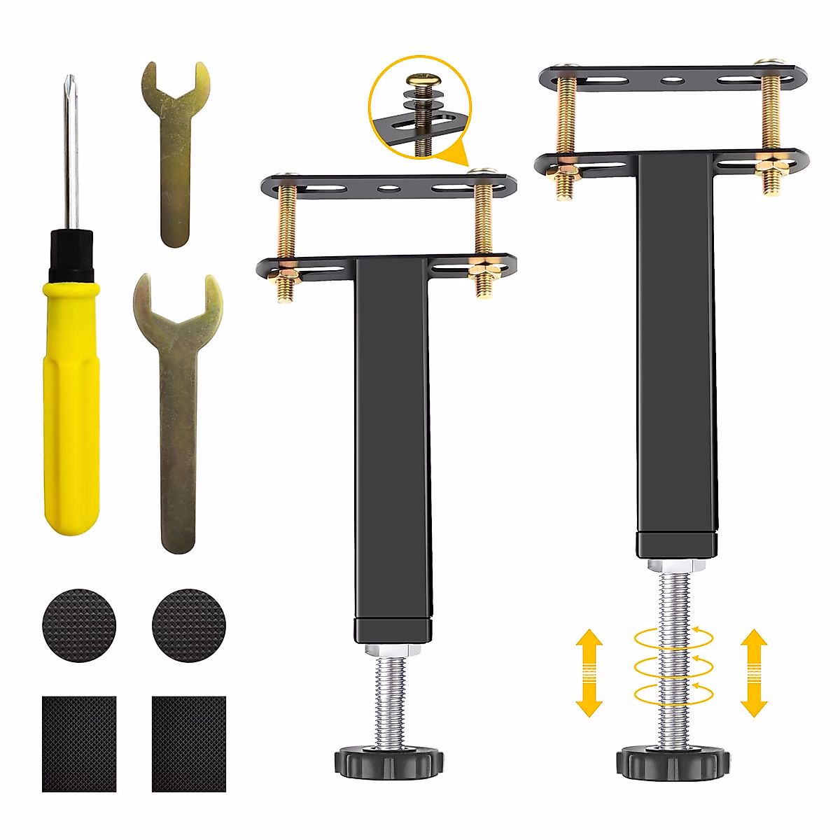 HEYLEAYAR Adjustable Height Bed Frame Support Legs,7.3"-10" Heavy Duty Center Slats Support Leg,Adjustable Height Support Leg for Bed Frame Replacement Parts (2 Pack)