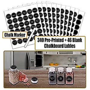 SWOMMOLY 30 Glass Spice Jars 6 oz Empty Square Spice Bottles with 703 Spice Labels, Chalk Marker and Funnel Complete Set. 30 Spice Containers with Airtight Cap, Pour/sift Shaker Lid