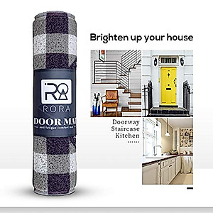 RORA PVC Outdoor Indoor Welcome Doormat Black White Buffalo Check Rugs Home Sweet Home Plaid Rug Rubber Backing Non-Slip Entryway Rugs Shoes Mat Scraper Carpet for Garage Patio Garden(18"x30")