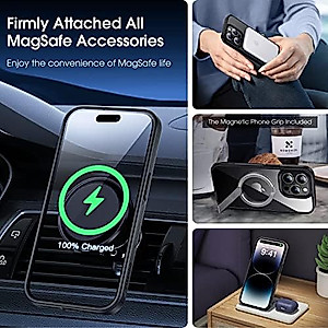 CASEKOO Clear Hybrid for iPhone 14 Pro Max Case (2024 Upgraded), Ultra Strong Magnetic Force, 10FT Milirary Drop Protection, with 360° Rotating Magnetic Stand, Transparent Slim 6.7 inch, Clear Black