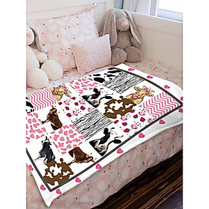 Aozyhug Cow Baby Blanket Cow Print Baby Blanket Cow Print Crib Sheet Cow Print Bedding Strawberry Cow Print Swaddle Blanket Infant, Newborn Toddler Blankets for Stroller (30"x40" Inches)