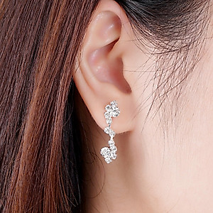 Jmkcoz Women Jewelry Set Silver Necklace Earrings Bracelet Rhinestone Crystal Bridal Wedding Jewelry Sets for Brides Bridesmaid Wedding Party (Style 2)