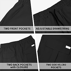 PIDOGYM Men's Casual Cargo Shorts, Waterproof Hiking Shorts Loose Fit Cargo Short with 6 Pockets Black
