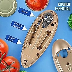 Automatic Electric Can Opener, Open Cans in One Click, Smooth Edge Handheld Hands Free Food-Safe Battery Operated Can Openers, Kitchen Gadget Gift for Chefs, Arthritis and Seniors