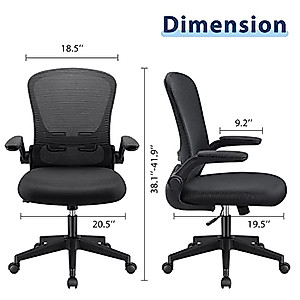VICTONE Office Chair Ergonomic Desk Chair Computer Task Mesh Chair High Back Swivel Rolling Chair with Lumbar Support and Flip-up Armrest, Black