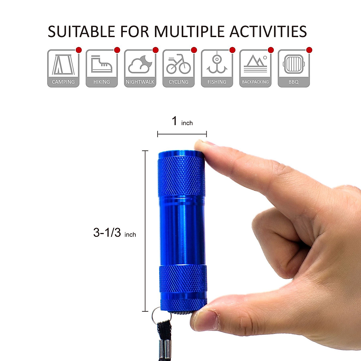 FASTPRO 4-Pack Aluminum LED Flashlights Set with AAA Dry Batteries Included and Pre-Installed