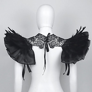 HOMELEX Shoulder Pad with Feathers Wings Halloween Feather Harness Carnival Costumes for Women Masquerade Raven Costume
