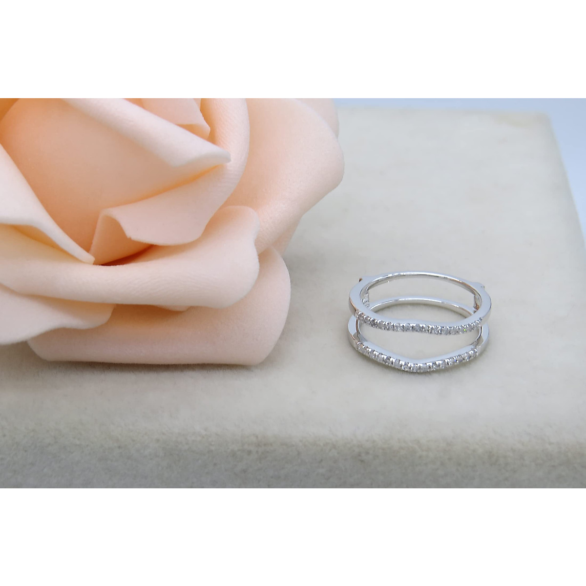 Dazzlingrock Collection Round White Diamond Wedding Enhancer Ring for Women (0.18 ctw) in Solid White Gold, Size 7