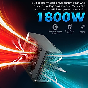 SUOHUI GPU Mining Rig Complete System for Ethereum Classic ETC, ETH, RVN, Flux, Ergo Crypto Miner with 8 GPU Mining Motherboard,PSU, RAM,SSD, Stackable Mining Frame Machine(without GPUs)