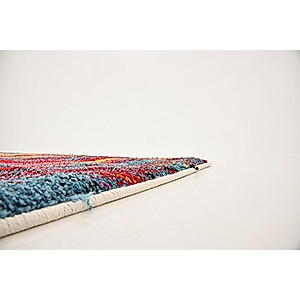 Unique Loom Lyon Collection Modern Abstract Tie-Dye Fireworks Area Rug, 5 x 8 Feet, Multi/Blue