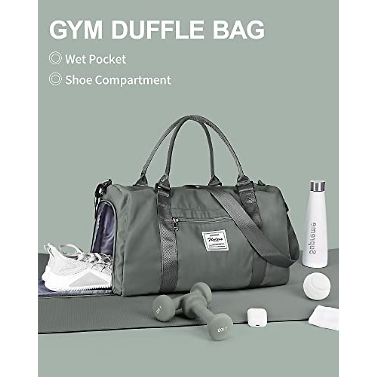 Gym Bag Womens Mens with Shoes Compartment and Wet Pocket,Travel Duffel Bag for Plane,Sport Gym Tote Bags Swimming Yoga,Waterproof Weekend Overnight Carry on Bag Hospital Holdalls