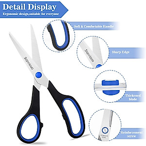 Scissors Set of 6-Pack, 8" Scissors All Purpose Comfort-Grip Handles Sharp Scissors for Office Home School Craft Sewing Fabric Supplies, High/Middle School Student Teacher Scissor, Right/Left Handed