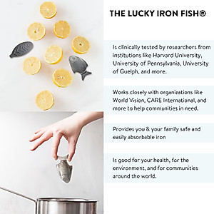 Lucky Iron Fish Ⓡ A Natural Source of Iron - The Original Cooking Tool to Add Iron to Liquid-Based Meals, Reduce Iron Deficiency Risks - an Iron Supplement Alternative, Ideal for Menstruators & Vegans