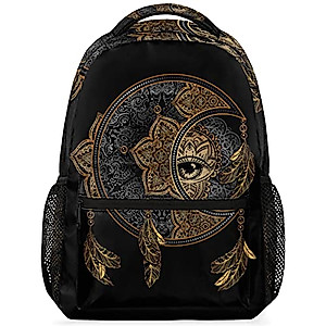 Backpack Boho Moon Sun Witchy Dream Catcher Laptop Computer Backpacks Waterproof College School Bookbag Casual Travel Hiking Camping Daypack for Women Men