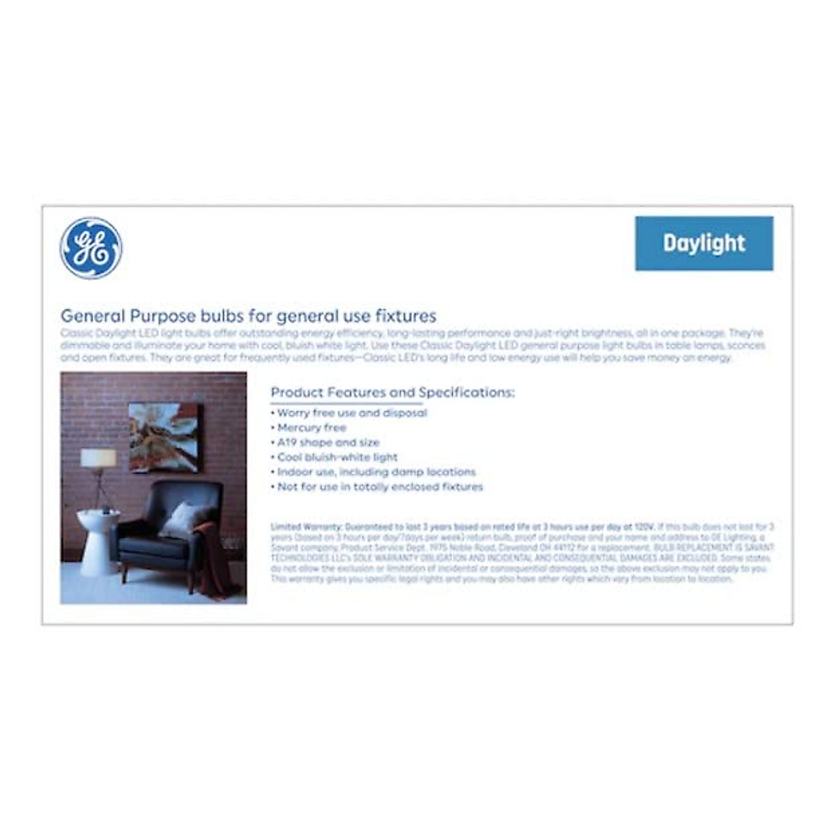 GE Classic A19 Daylight 60-Watt EQ Dimmable LED Light Fixture Light Bulbs (8-Pack)