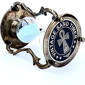 Sand Timer Maritime Antique Brass Sand Timer with Compass Hour Glass for Desk/Table Sand Timer Decorative Item Carrieble Lightweight Ideal for Gift by Handicraft Bulls