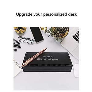 Penneed Ballpoint Pen with Gift Box, Retractable Pen for Men Women Executive Business Office School Supplies, Refillable 1.0mm Black Ink B5 (Rose Gold)