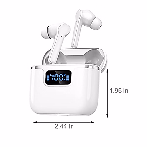 Wireless Bluetooth Earbuds with Charging Case, Stereo Headphones with Deep Bass Low Power Noise Reduction, Built in Mic Headset for Sport/Work