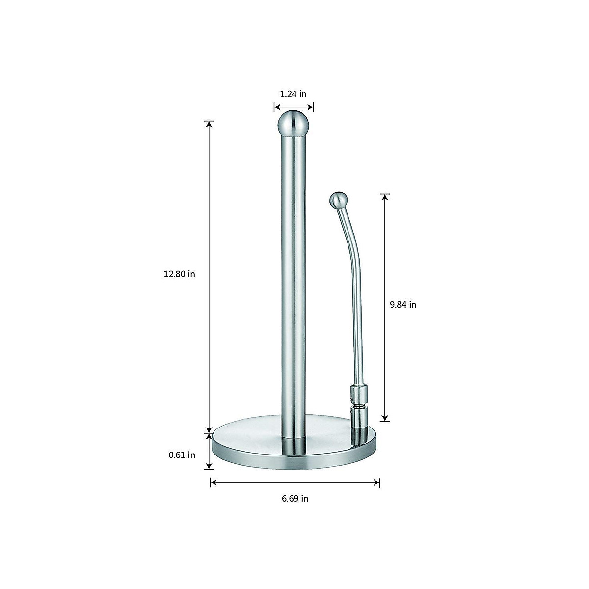 Alpine Countertop Paper Towel Holder - Stainless Steel Kitchen Napkin Roll Dispenser Stand for Home, Office, Bathroom (Steel-Lite)