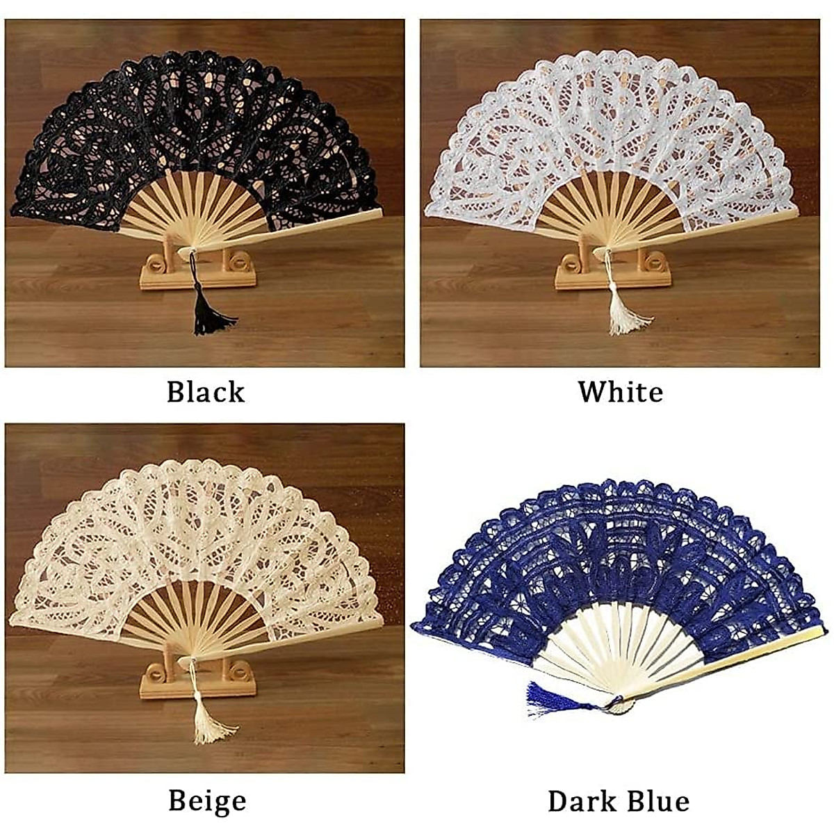 Folding Hand Fan Folding Fan Handheld Folded Fan Chinese Style Decorative Bamboo Fans Lace Fabric Silk Folding Hand Held Dance Fans Flower Party Wedding Prom Foldable Fan Hand Held Fans