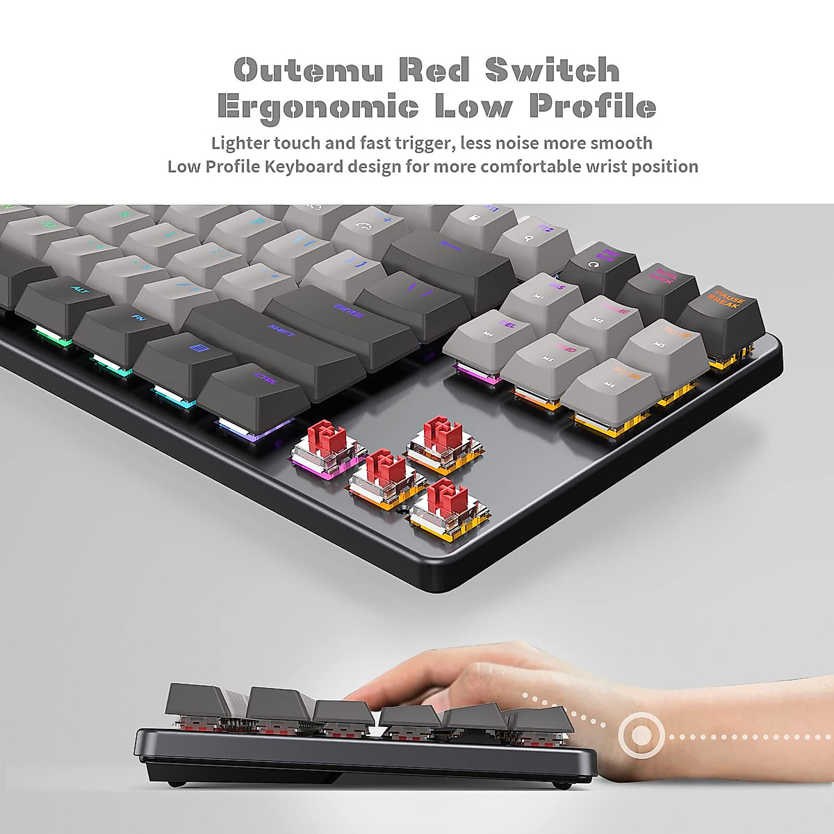 CIDOO 87 Keys RGB Mechanical Keyboard, Low Profile Gaming Keyboard with Aluminum housing, TKL Hot-Swappable Ultra-Slim 80 Percent Keyboard for Gaming and Work, Compatible with Windows System