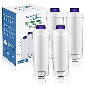 4Packs DLSC002 Coffee Water Filter for Delonghi Water Filter Replacement, Compatible with ECAM, ESAM, ETAM, EC680, EC800