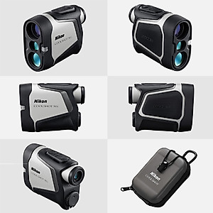 Nikon COOLSHOT 50i Golf Rangefinder (16760) Bundle with 3 Extra CR2 Batteries and a Cleaning Cloth - Waterproof, Magnetic, Flagstick Lock On Technology with Slope Adjustment - Mens Golf Accesories