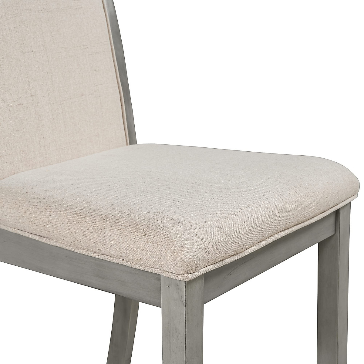 Tiophome Set of 4, Full Back Set with Upholstered, Farmhouse Dining Chairs with Solid Wood Frame and Legs,Gray+Cushion Beige