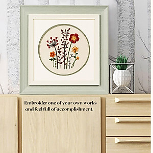 Embroidery Starter Kit Beginners- 3 Pack Cross Stitch Kits with Cute Flowers and Plants Patterns with Embroidery Hoop and Color Threads for Adults Kids