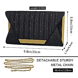 Clutch Purses for Women Wedding Evening Bags, Sparkly Envelope Bride Clutches - Formal Party Handbags with Detachable Chain
