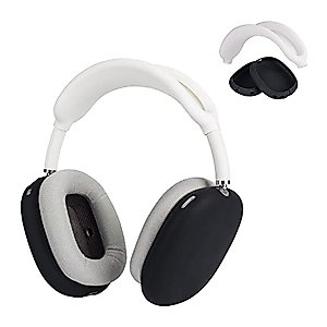 kwmobile Silicone Headband and Ear Pads Cover Set Compatible with Apple Airpods Max - Covers - White/Black