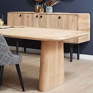 SUSUO Retangle Dining Table, 70.9" L x 31.5" W Mid-Century Modern Double Pedestal Table Leisure Coffee Table Rectangular for Dining Room Kitchen, Farmhouse Solid Wood Furniture