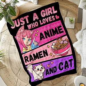 Girls Blanket Gifts - 40x50 Inches Cute Throw Blanket for Kids Teens - Soft Flannel Throws for Casual - Black Blankets for Couch Sofa Travel