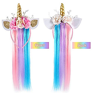 Lorfancy Unicorn Headband for Girls Unicorn Costume Birthday Halloween Party Unicorn Party Supplies Favors(Headband)
