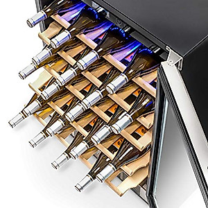 NewAir 24" Built-In 52 Bottle Compressor Wine Fridge in Stainless Steel with Precision Digital Thermostat and Premium Beech Wood Shelves