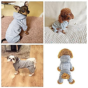 3 Pack Dog Hoodie, Pet Jumpsuit Fleece Sweatshirt with Buttons, Dog Clothes, Dog Cold Weather Coats, Winter Warm Cotton Puppy Hoodie 4 Legs Dog Clothes for Small Medium Dogs Boy Girl Black Grey Pink
